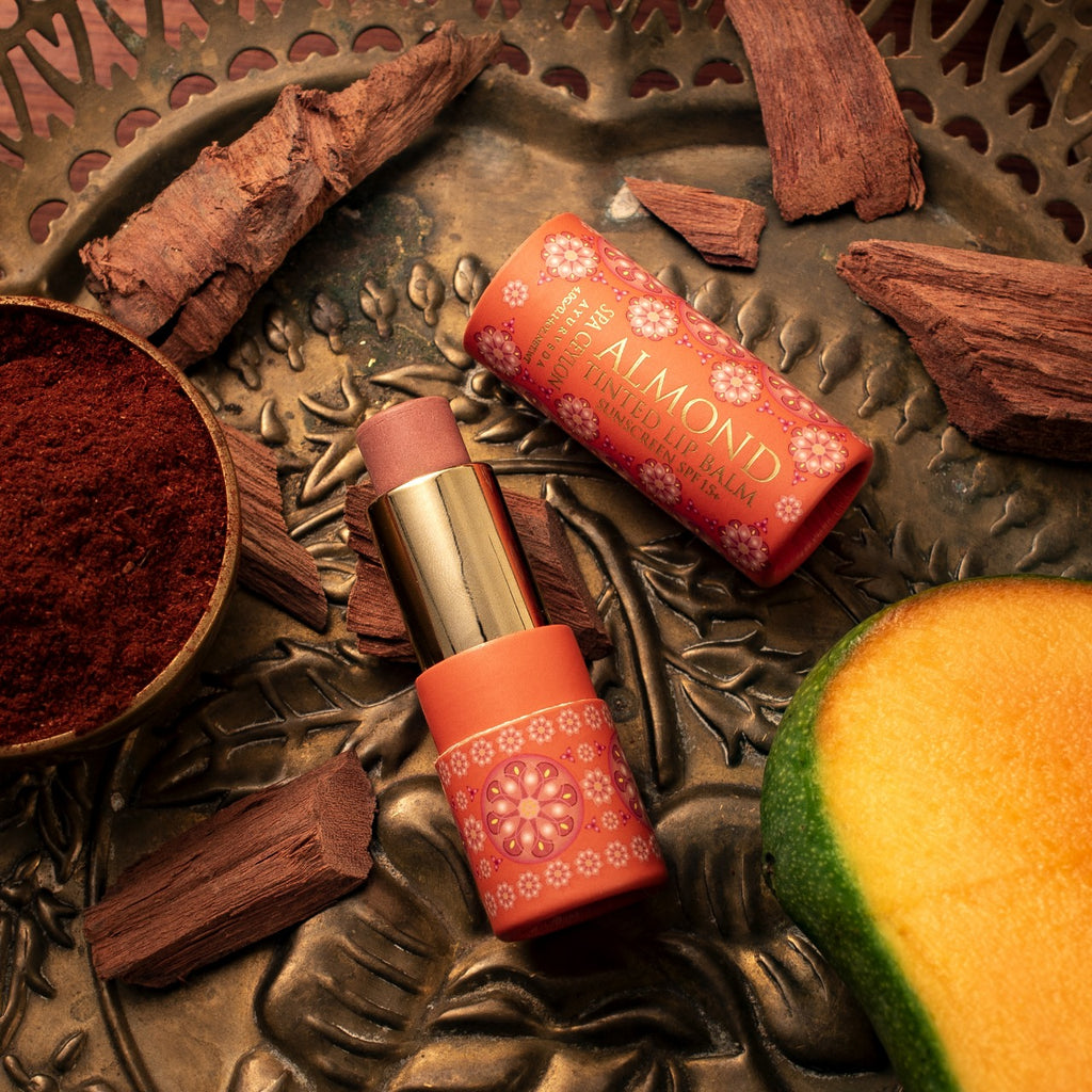 ALMOND TINTED LIP BALM - Sandalwood SPF 15+ – Spa Ceylon Mauritius